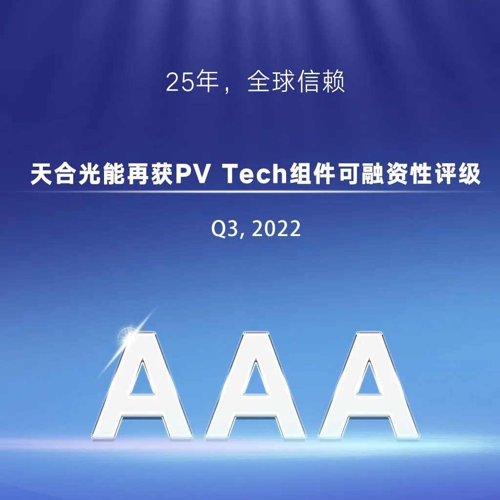 全球信赖！天合光能蝉联三季度PV Tech组件可融资性AAA评级_华夏能源网-商业新知