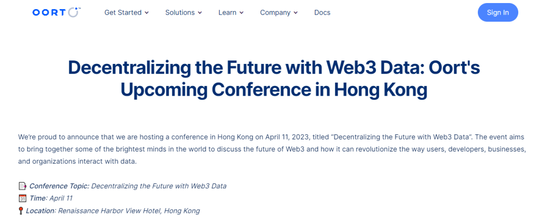 Oort香港会议：4月11日主办“Web3大数据，引领去中心化未来” - 脉脉